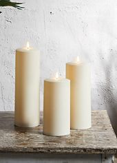Lights4Fun 9 TruGlow® Ivory LED Slim Pillar Candles with Remote Control ...