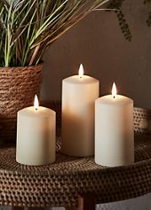 Lights4Fun 9 TruGlow® Ivory LED Slim Pillar Candles with Remote Control ...