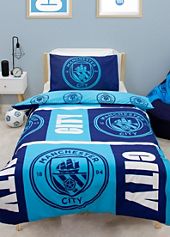 Manchester City FC Crest Reversible Duvet Cover Set | Freemans