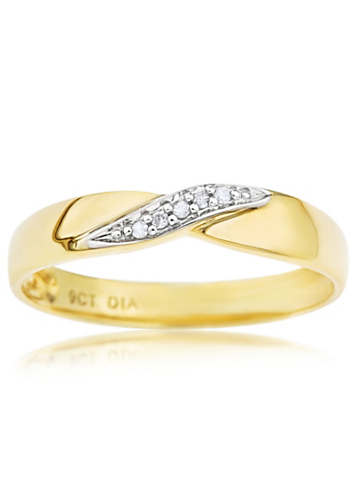9ct Gold Diamond Set Twist Design 3mm Wedding Band | Freemans