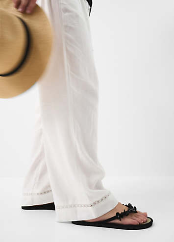 Accessorize Black Sequin Embellished Seagrass Flip Flops | Freemans