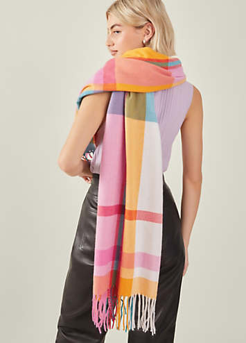 Accessorize Colourful Check Tassel Blanket Scarf | Freemans
