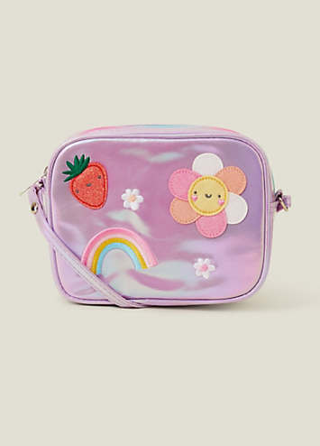Accessorize Girls Embroidered Metallic Camera Bag - Lilac | Freemans
