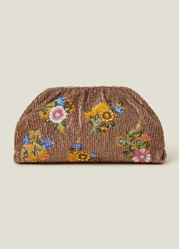 Accessorize Hand Beaded Floral Clutch Bag | Freemans