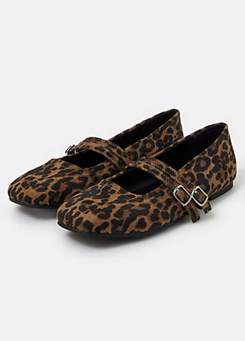 Accessorize Leopard Print Buckle Ballet Flats | Freemans