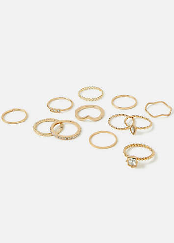 Accessorize Pack of 12 Crystal Rings | Freemans