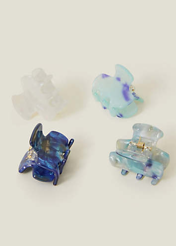 Accessorize Pack of 4 Small Resin Claw Clips - Blue | Freemans