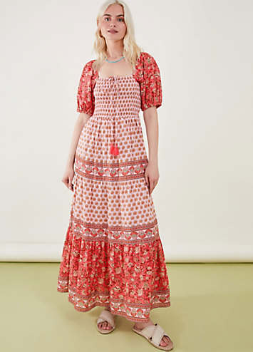 Accessorize Shell Print Puff Sleeve Midi Dress | Freemans