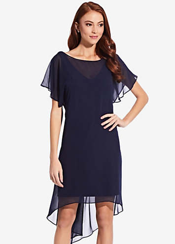 Adrianna Papell Chiffon Overlay Draped Dress | Freemans