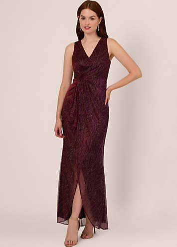 Adrianna Papell Metallic Mesh Cascade Gown | Freemans