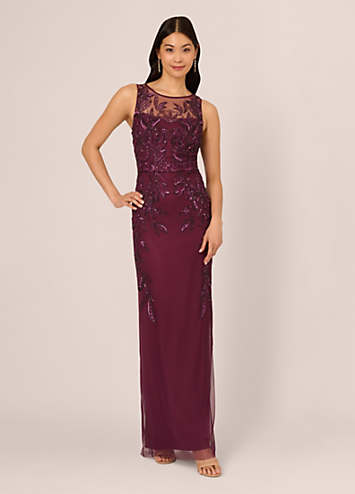 Adrianna Papell Studio Beaded Column Long Dress | Freemans