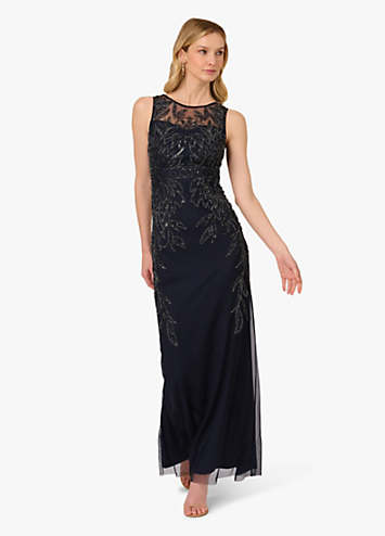 Adrianna Papell Studio Beaded Column Long Dress | Freemans