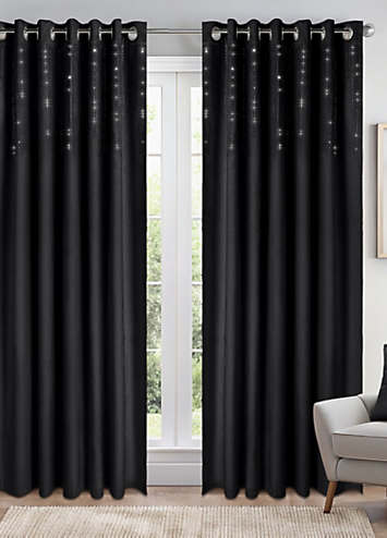 Alan Symonds Diamante Velvet Blackout Eyelet Curtains | Freemans