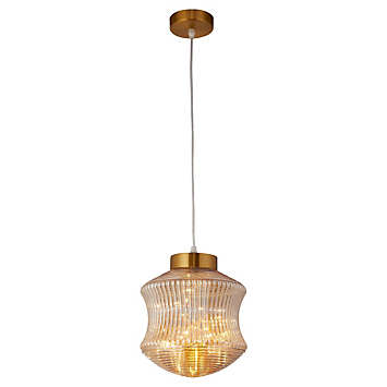 Amber Glass Ribbed LED Ceiling Light | Freemans