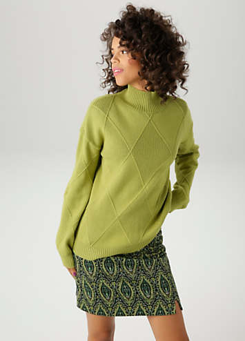 Aniston Long Sleeve Diamond Pattern Jumper | Freemans