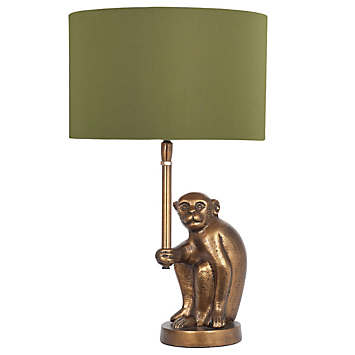 Antique Brass Metal Monkey Table Lamp | Freemans