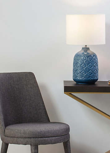 BHS Cosgrove Patterned Relief Ceramic Table Lamp | Freemans