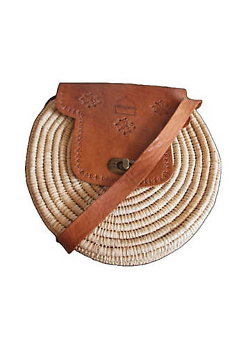 Berber Leather The Safi Raffia Crossbody Bag | Freemans