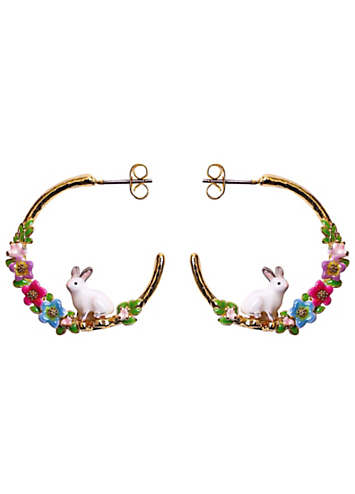 Bill Skinner Spring Flower Rabbit Hoop Earrings | Freemans