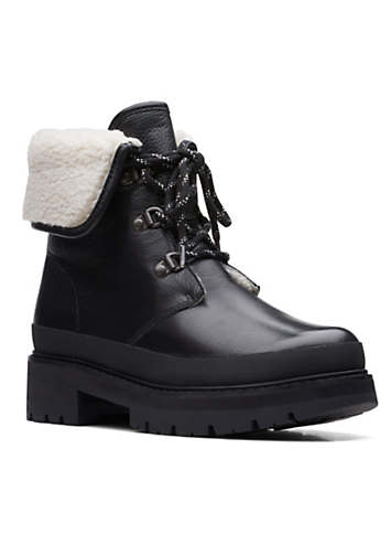 Clarks Orianna Turn Black Lined Lea Boots | Freemans