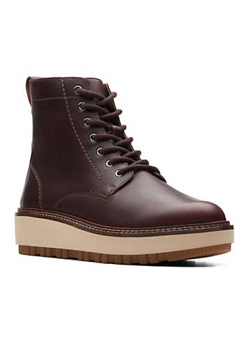 Clarks Orianna W Lace Dark Brown Lea Boots | Freemans