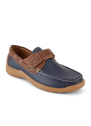 Cotton Traders Navy Adjustable Boat Shoes | Freemans
