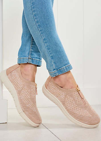 Cotton Traders Soft Pink Memorylite Front Zip Trainers | Freemans