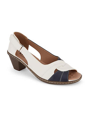 Cotton Traders White Heeled Peep Toe Sandals | Freemans