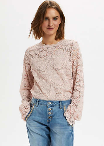 Cream Tiley Long Sleeve Lace Blouse | Freemans