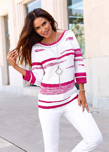 Creation L Patterned Cotton Blend Sweater | Freemans