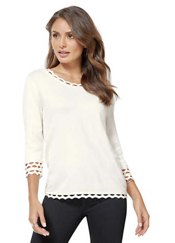 Cut-Out Trim Detailed Top by Creation L | Freemans