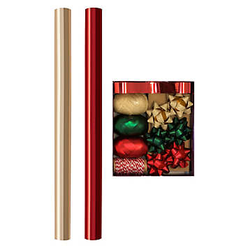 Design by Violet Christmas Gift Wrap Bundle Gold & Red Wrapping Paper ...