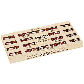Duc d’O Wooden Crate of Assorted Liqueur Filled Chocolates with Sugar ...
