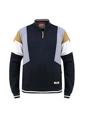 Duke Kenington Colour Block Zip Neck King Size Sweatshirt | Freemans