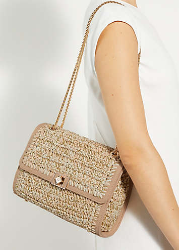 Dune London Delphinium Raffia Chain Handle Shoulder Bag | Freemans