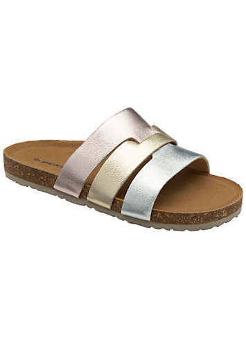 Dunlop Hayden Metallic Triple Strap Footbed Sandals | Freemans