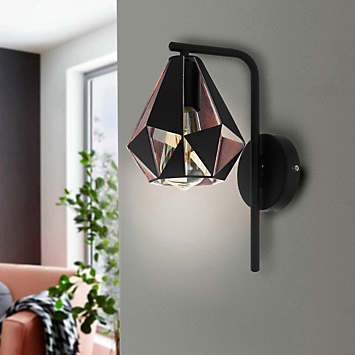 EGLO Carlton Light Geometric Black And Copper Wall Lamp | Freemans