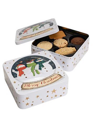 Farmhouse Biscuits Christmas Snow Globe Square Tin of Assorted Biscuits ...