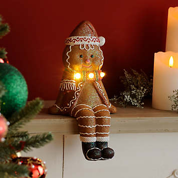 Festive 31cm Light up Gingerbread Man Shelf Sitter | Freemans