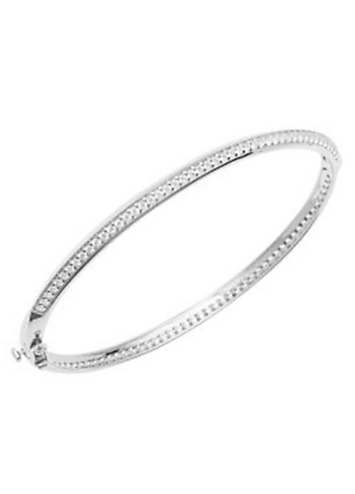 Fiorelli Sterling Silver Knife Edge Hinged Bangle With Cubic Zirconia ...