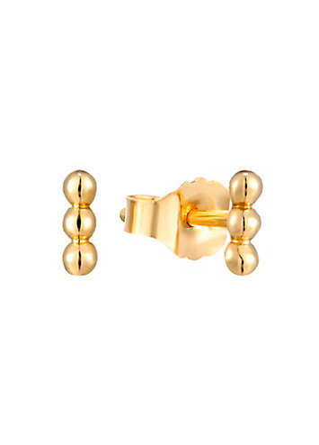 For You Collection 9ct Gold Dotted Bar Studs | Freemans