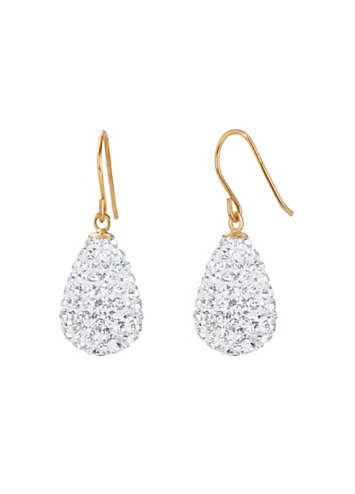 For You Collection 9ct Solid Gold Crystal Glitter Bomb Drop Earrings ...