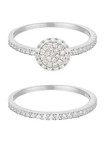 For You Collection Set of 2 Sterling Silver CZ Rings | Freemans