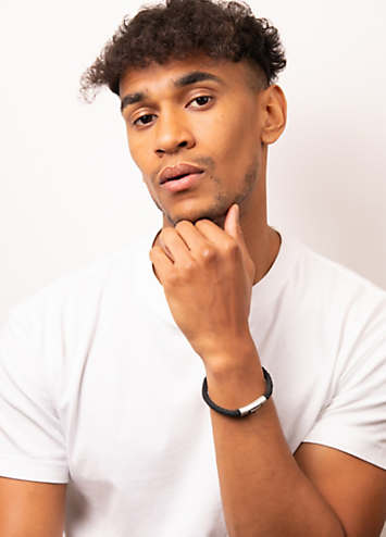 Fred Bennett Antique Grey Woven Leather Bracelet | Freemans