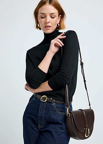 Freemans Black Roll Neck Jumper with Merino | Freemans
