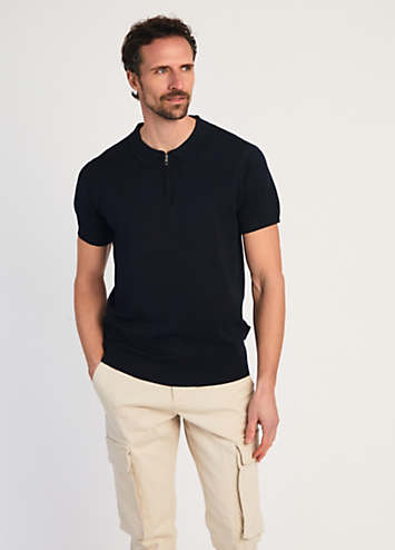 French Connection Half Zip Short Sleeve Polo Shirt | Freemans