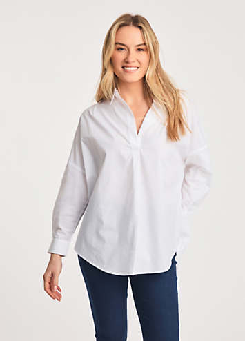 French Connection Long Sleeve Poplin Popover Shirt | Freemans