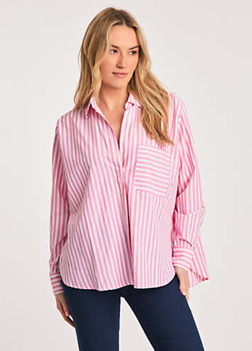 French Connection Long Sleeve Striped Popover Shirt | Freemans