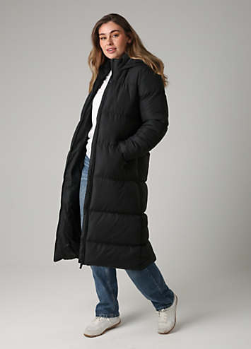 French Connection Longline Quilted Puffer Jacket With Hood | Freemans
