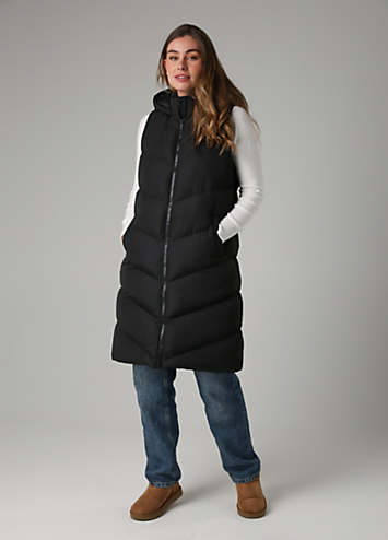 French Connection Midi Quilted Gilet With Hood | Freemans